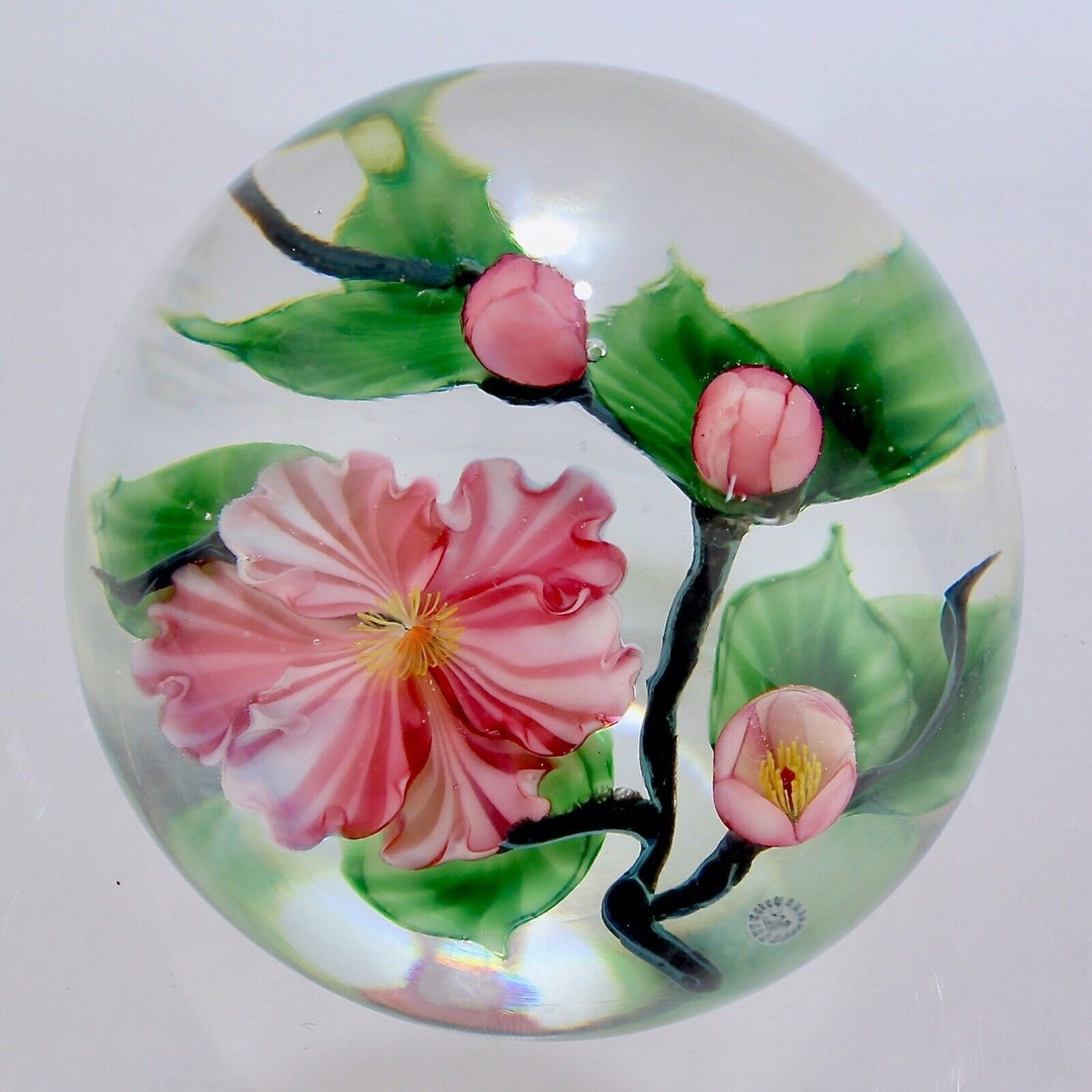 Daniel Salazar Lundberg Studios Cherry Blossom Art Glass Paperweight - Etsy