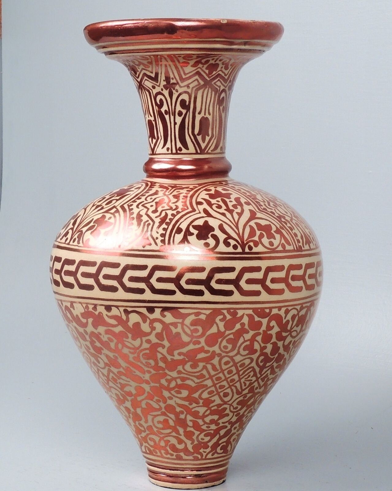 Rare Antique Hispano Moresque Pottery Vase - Copper Lustre Alhambra ...