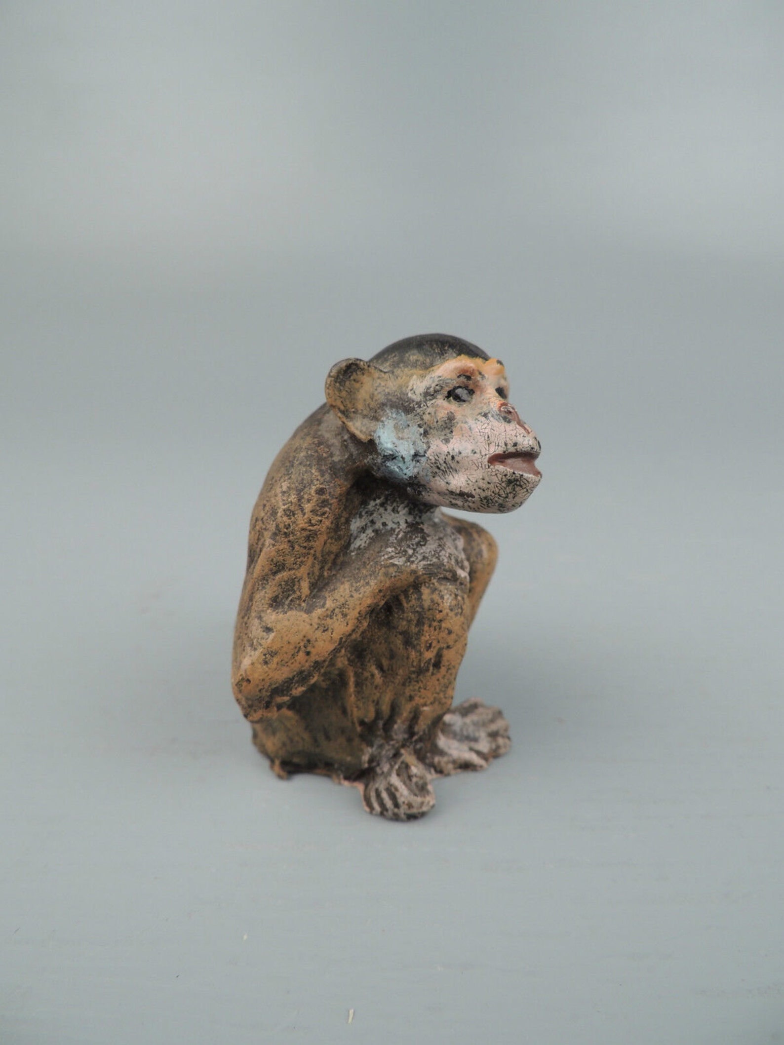 Cold Painted Vienna Bronze of a Seated Monkey or Chimpanzee - Austrian ...
