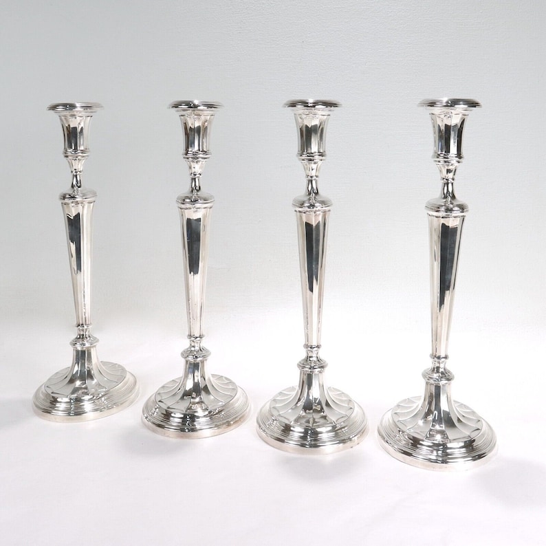 Set of 4 Tall Matched Regency Style Silver Plated Candlesticks - Etsy