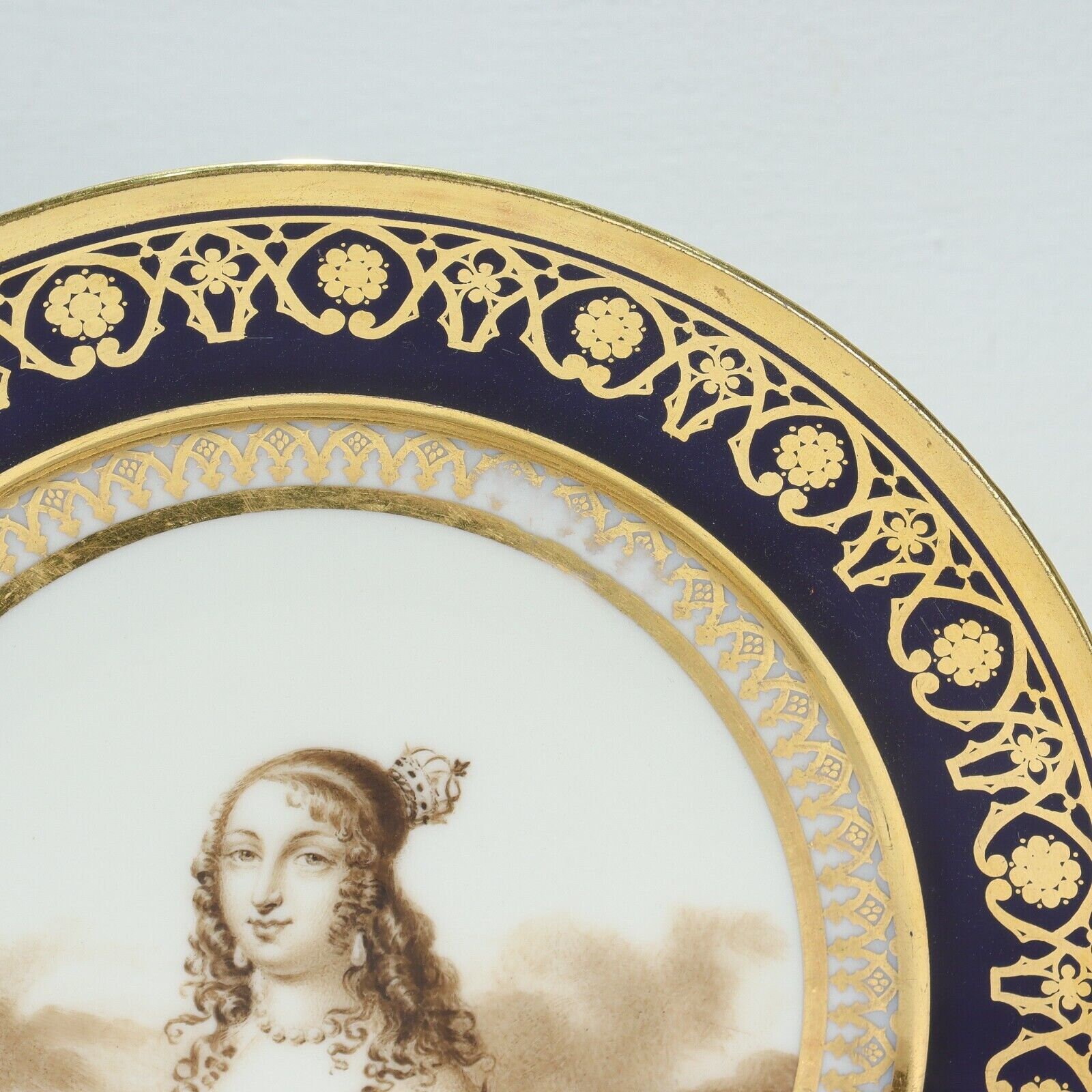 Antique Nyon Swiss Porcelain Hand Painted Cabinet Plate With Cobalt ...