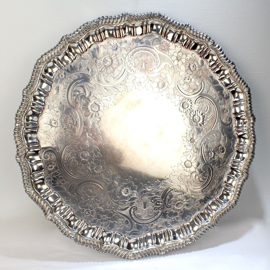 Very Large Antique Victorian Period Sheffield Silver Plate Salver or ...