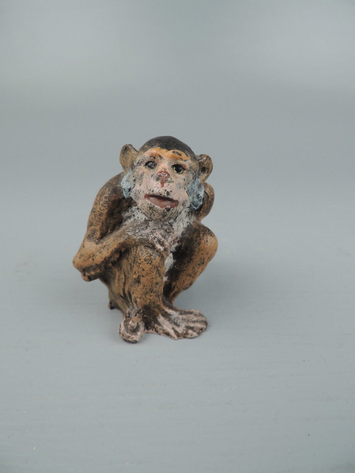 Cold Painted Vienna Bronze of a Seated Monkey or Chimpanzee - Austrian ...