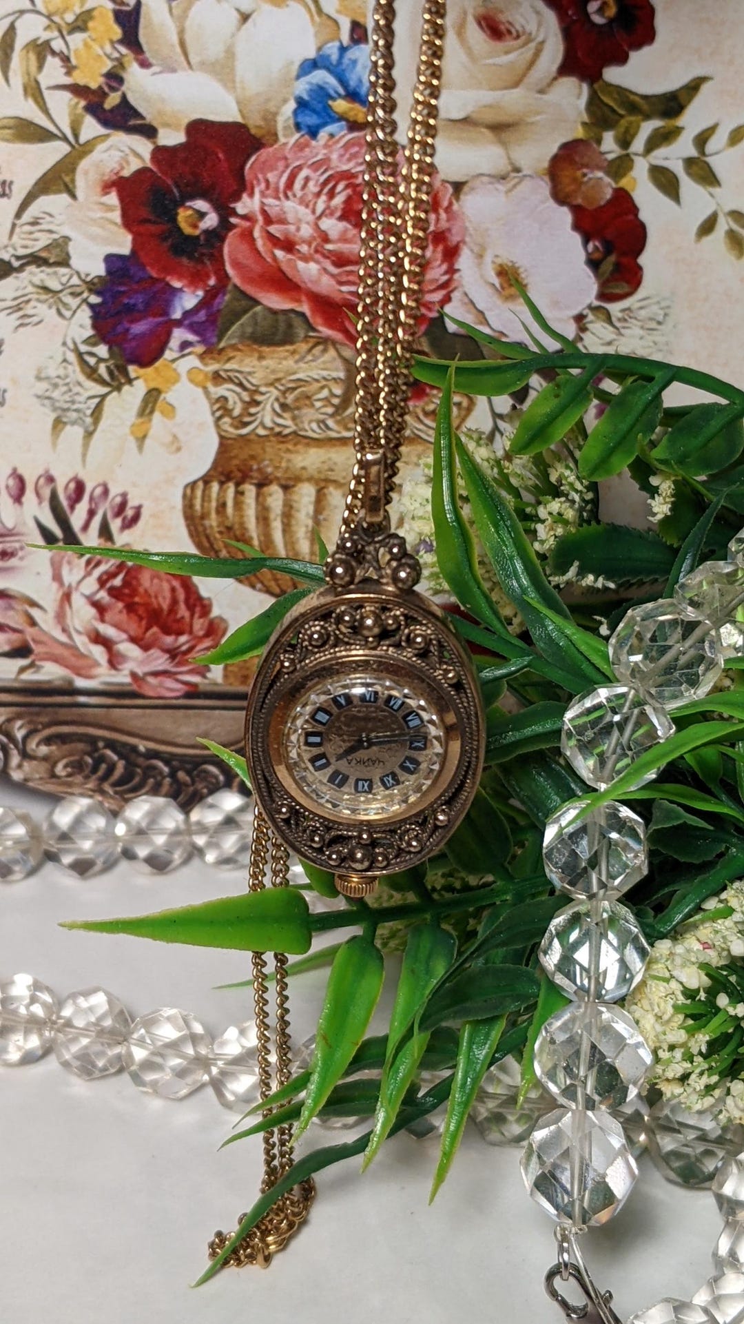 Vintage Women's Chaika Pocket Watch on Chain, Gold-plated AU, 17 Jewels ...
