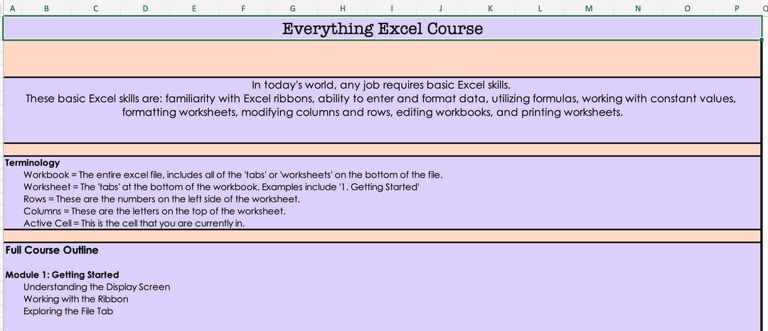 Everything Excel Course: Module 1 - Getting Started With Excel - Etsy