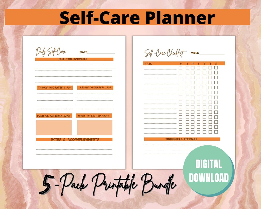 Self-care Planner Checklist and Daily Goals - Etsy