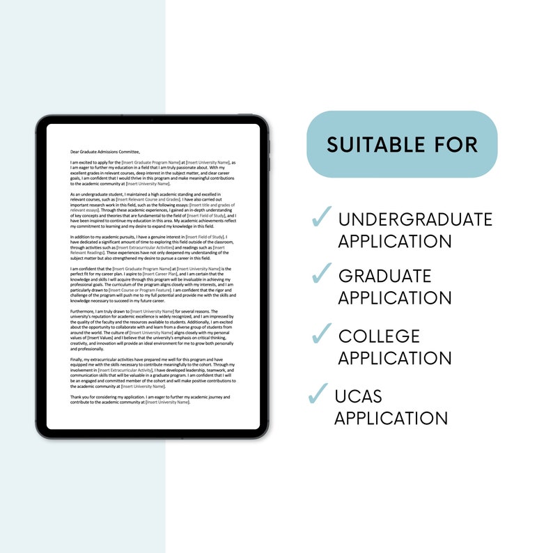 Academic Cover Letter Template Package | University College Application ...