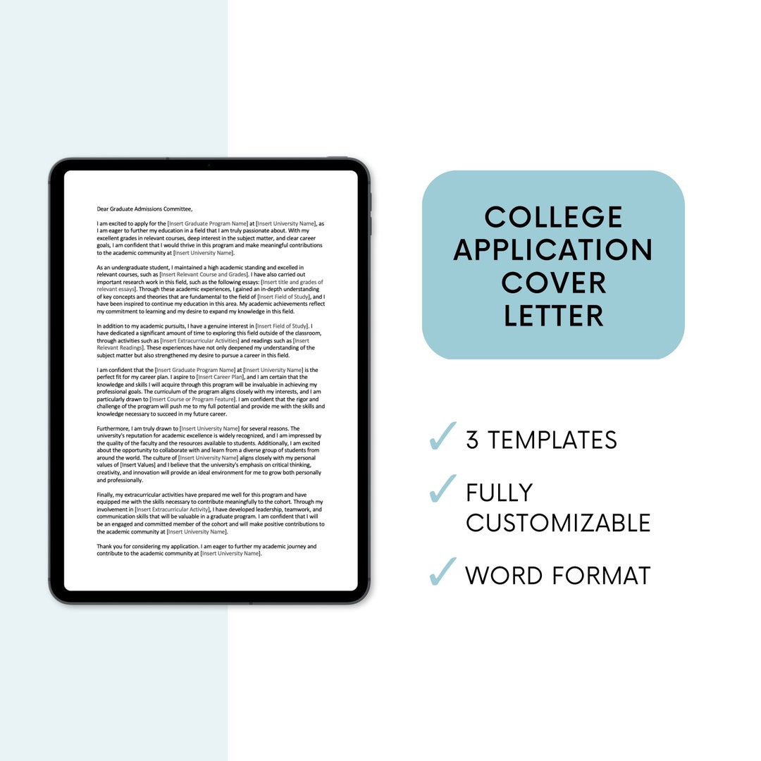 Academic Cover Letter Template Package | University College Application ...