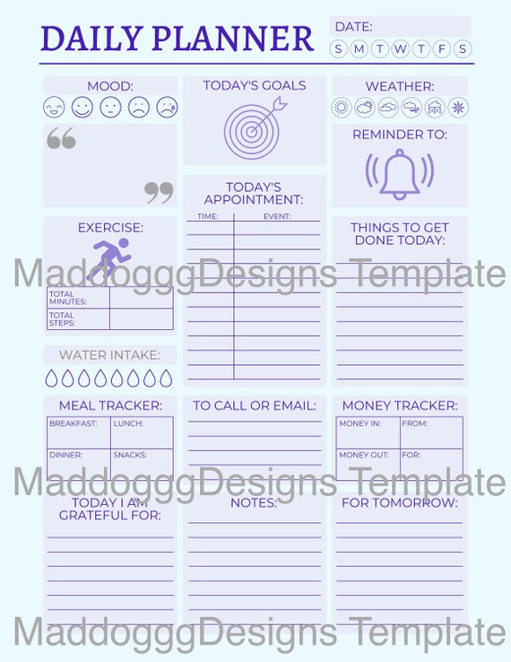 Daily Planner Template - Etsy