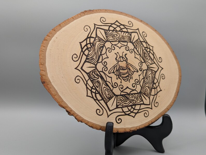 Woodburned Bee Pyrography Wall Art - Etsy