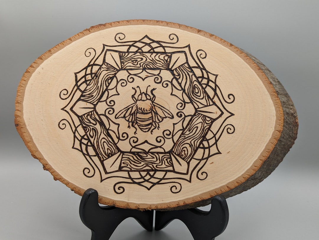 Woodburned Bee Pyrography Wall Art - Etsy