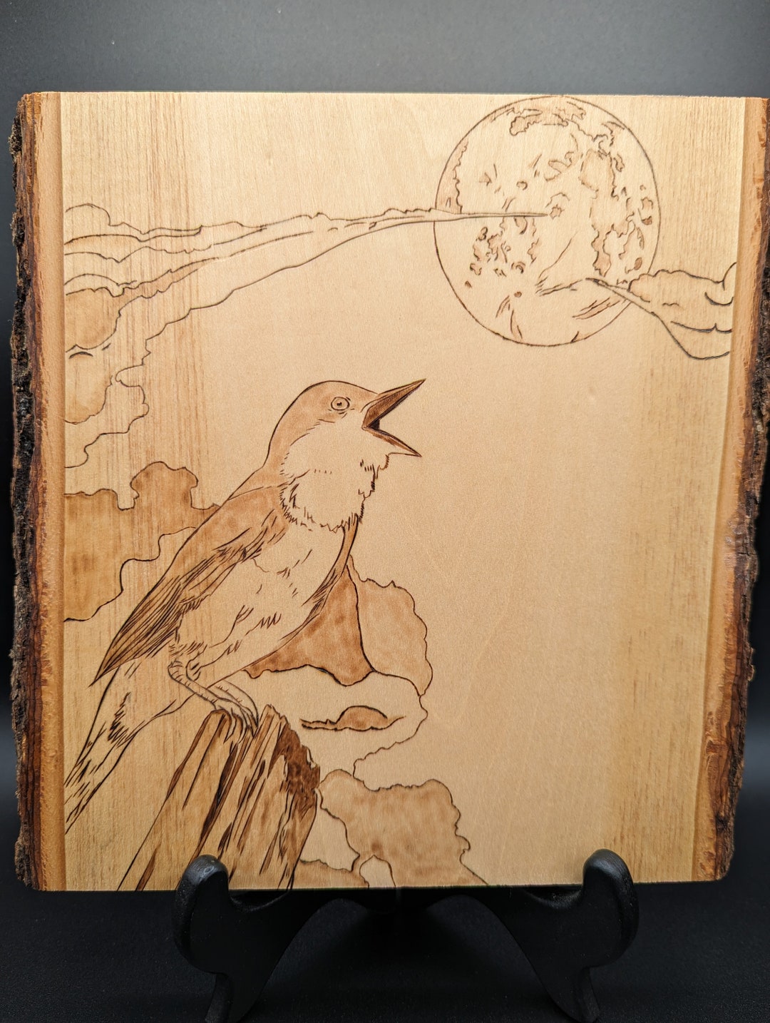Woodburned Nightingale Pyrography Wall Art - Etsy