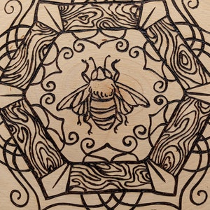 Woodburned Bee Pyrography Wall Art - Etsy