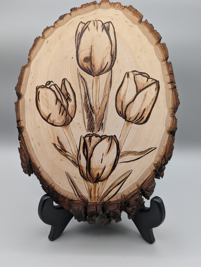 Wood Burned Roses Flowers Pyrography Wall Art - Etsy