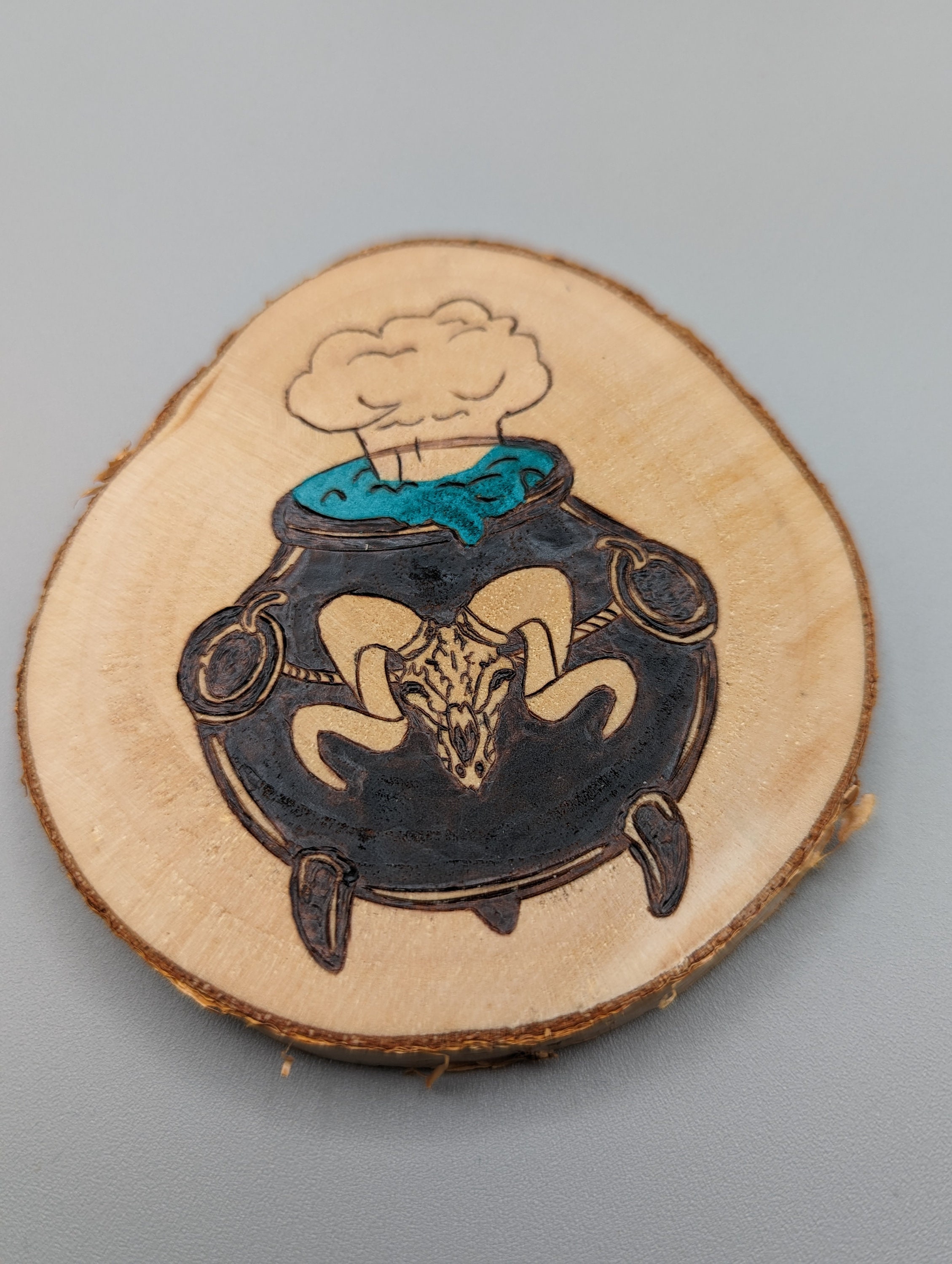 Wood Burned Bubbling Witches' Cauldron Art - Etsy
