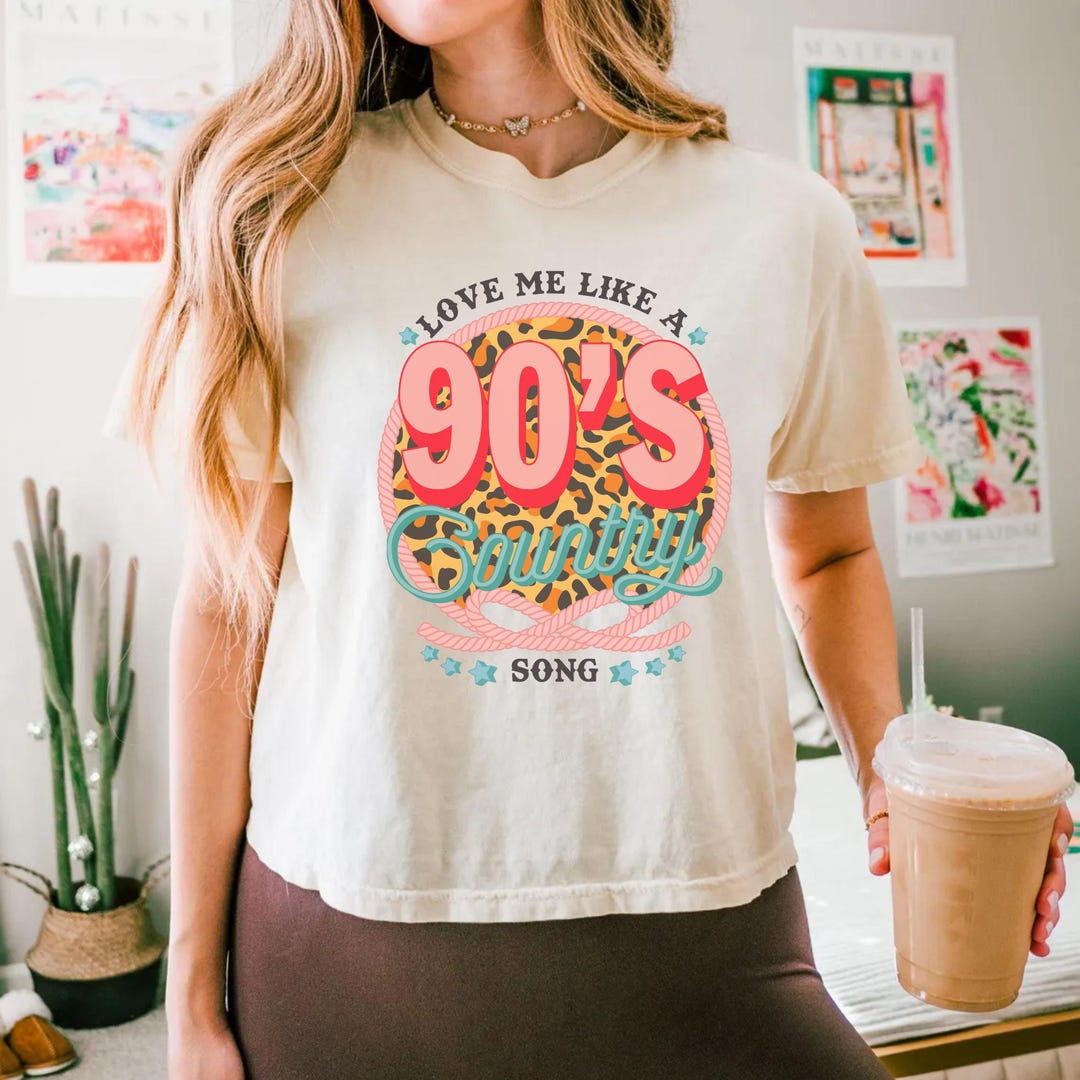 90s Country Song Comfort Colors Crop Top, Retro Western Graphic Tee ...