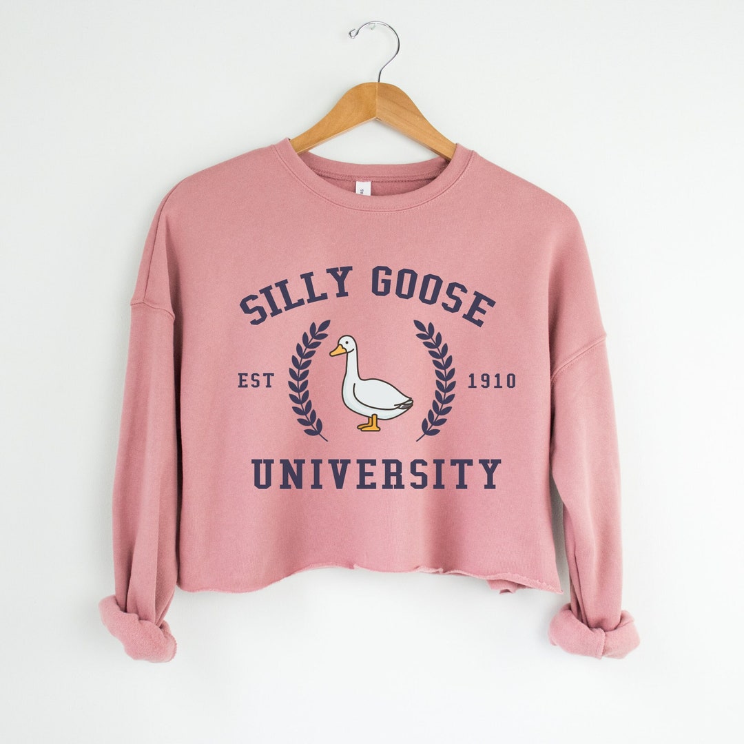 Silly Goose University Cropped Soft Fleece Sweater/ Hoodie, Silly Goose ...