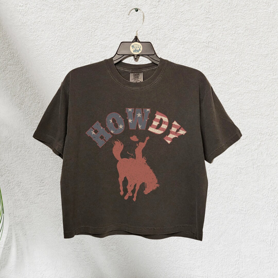 Western Howdy Crop Shirt, Flag Top Flag Shirt, USA T Shirt, 4th of July ...