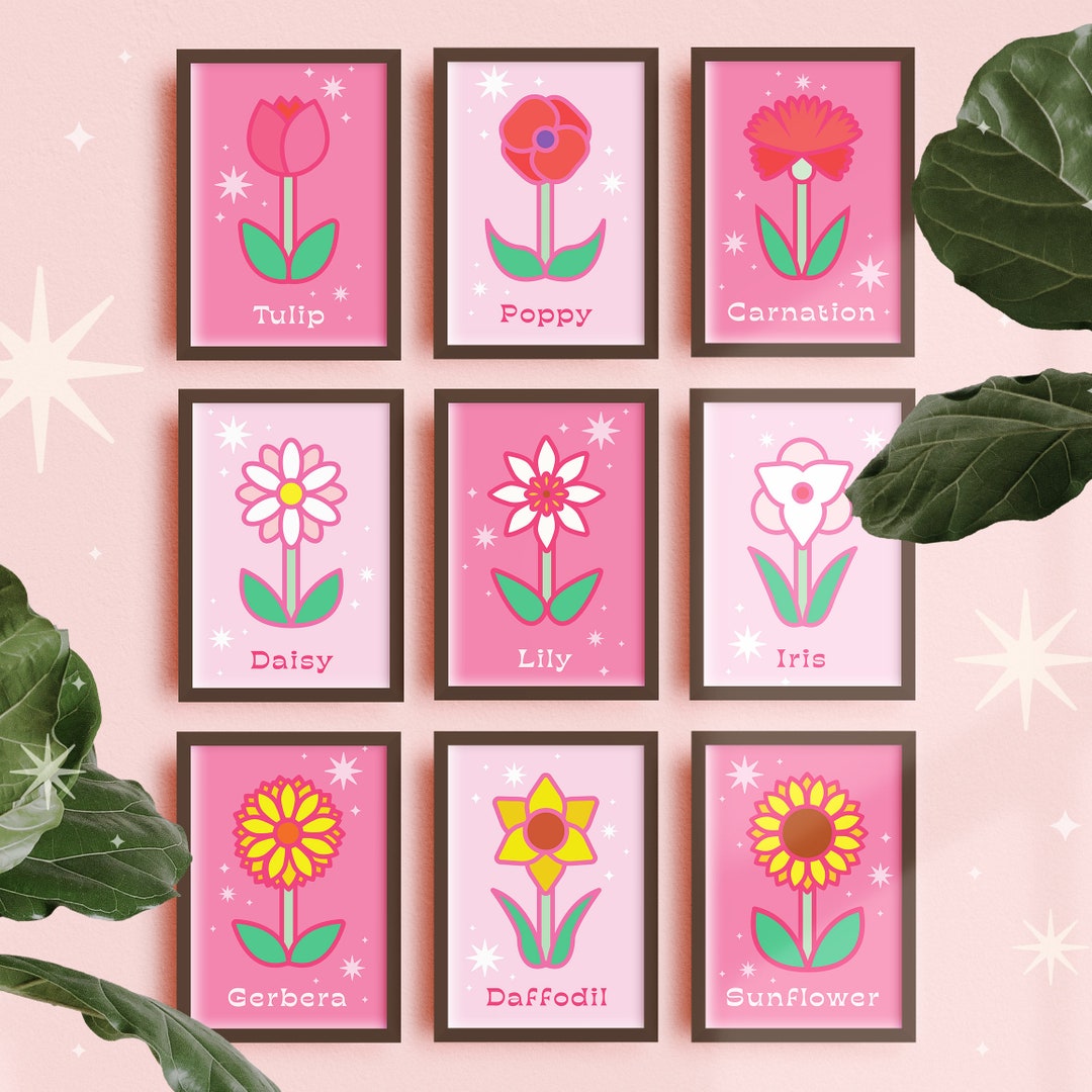 Printable Flower Poster Set Digital Download Modern Wall Art - Etsy