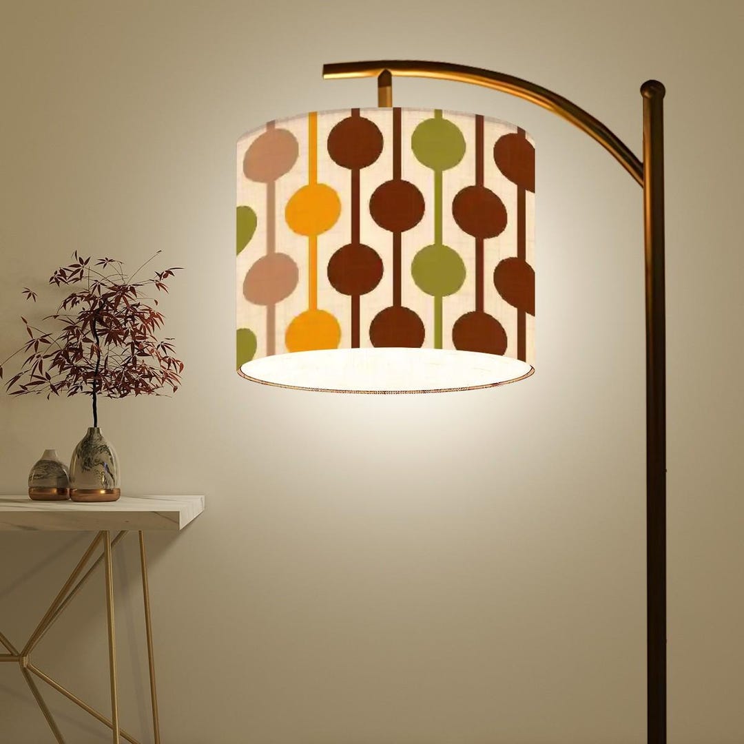 Arc Floor Lamp MCM Atomic Cream Earth Tones Abstract Design Home Decor ...