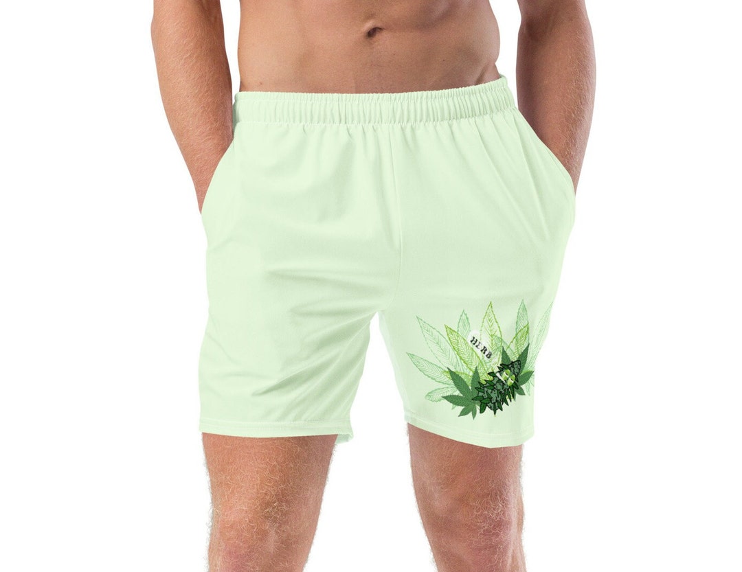 Weed Bathing Suit, Men's Marijuana Swim Trunks With a Smoking Nug ...