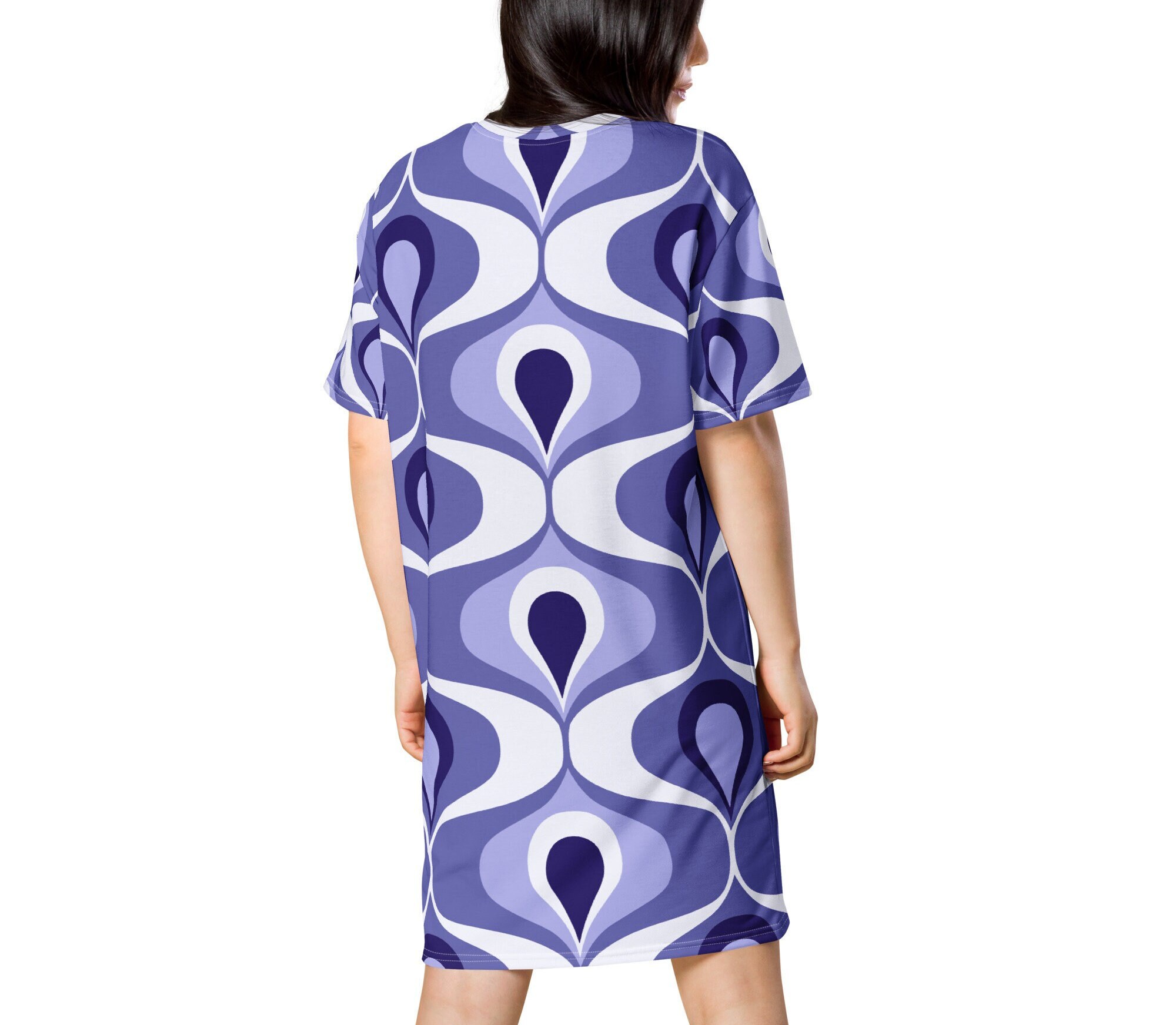 Dress Mod Style 60s Funky Purple Pattern Shirt Dress Vintage - Etsy