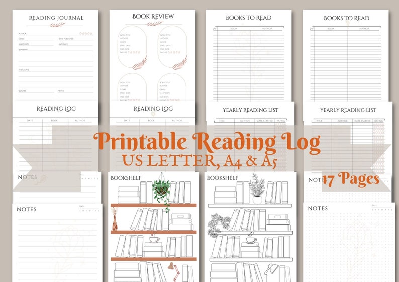 Printable Reading Planner, Book Lovers Planner, Reading Log, Reading ...