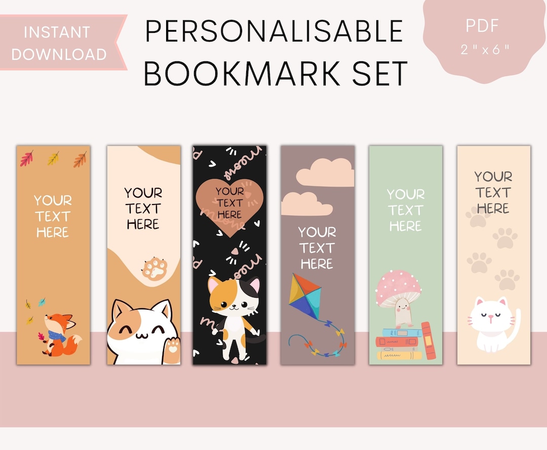 Personalisable Bookmarks Set Animal Bookmarks Lovely - Etsy