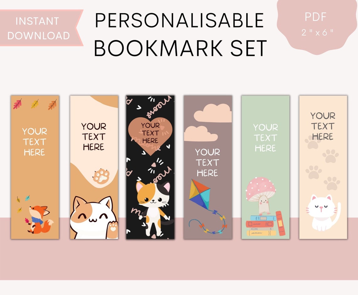 Bookmarks for Kids, Digital Bookmark, Cute Animal Bookmarks, Lovely ...