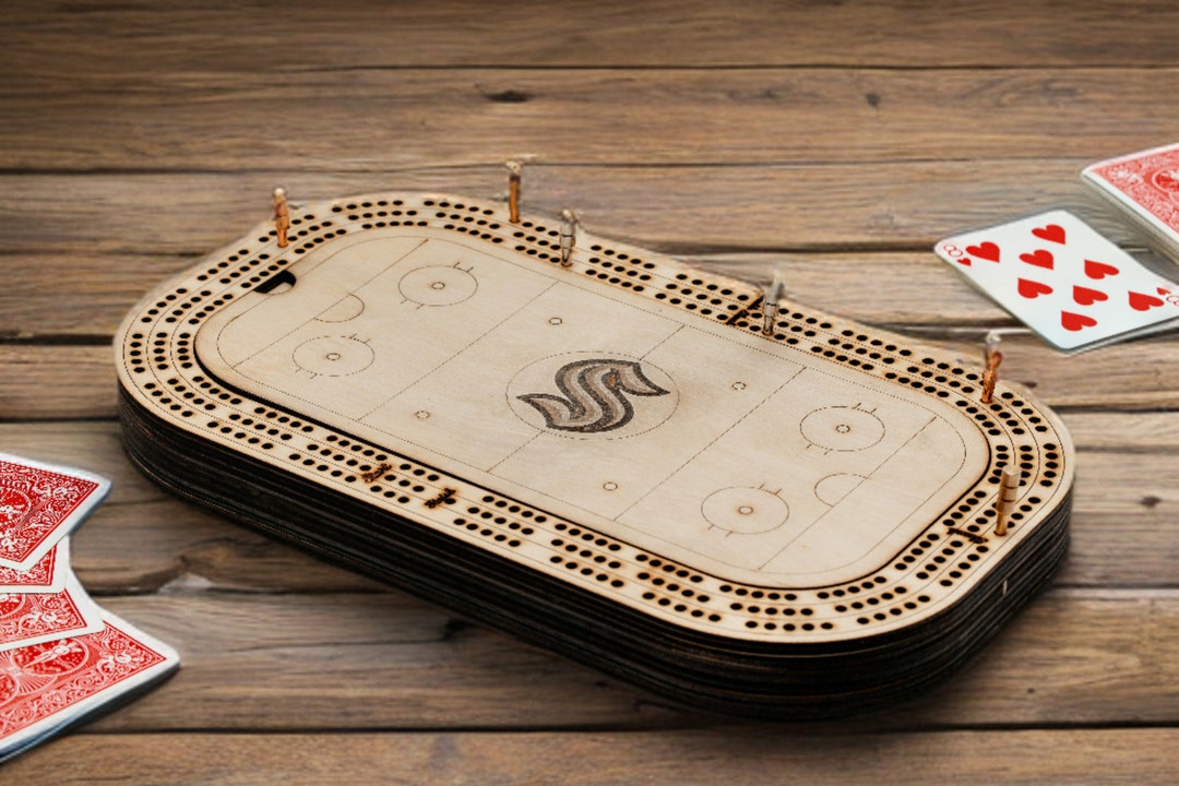 Hockey Cribbage Board: Custom Board, Add Your Logo or Team, Wooden ...