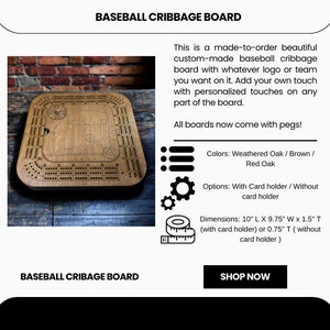 Custom Baseball Cribbage Board: Personalized Team Logo Gift - Etsy