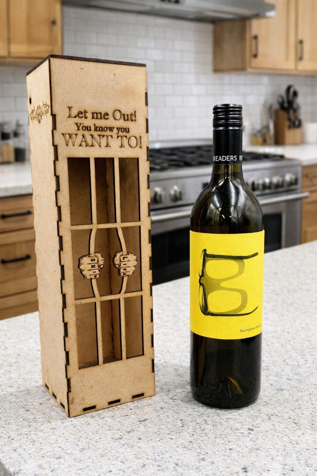 Bottle Jail Gift Box for Wine – Funny Engraved Wooden Box - Etsy