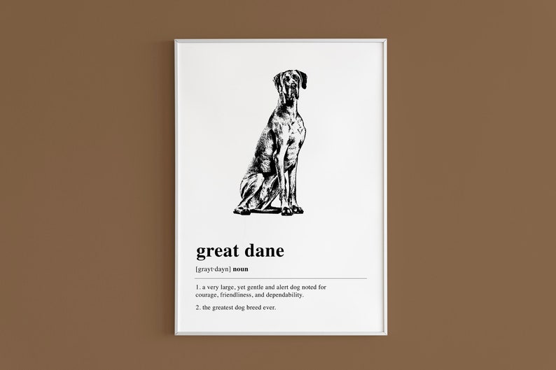 Great Dane Definition Printable Wall Art, Great Dane Gift, Great Dane ...