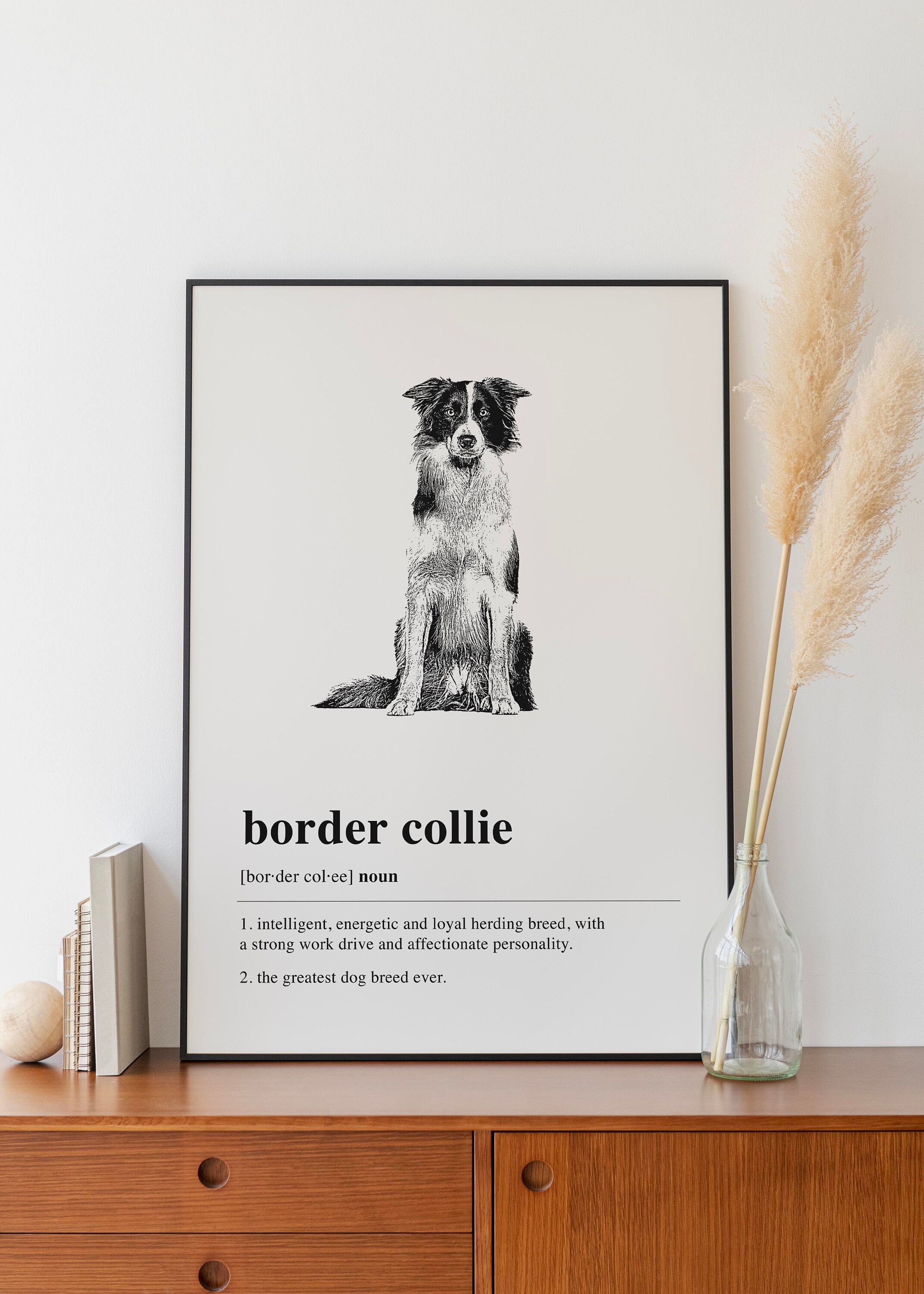 Border Collie Definition Printable Wall Art, Border Collie Gift, Dog ...