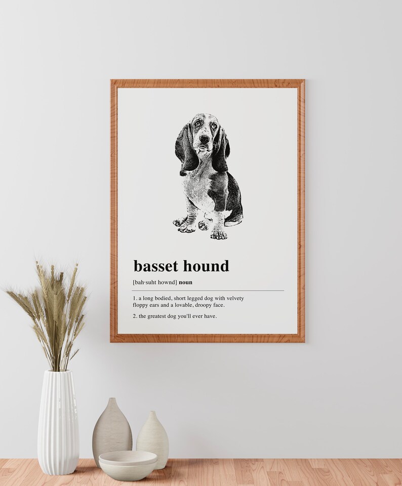 Basset Hound Definition Printable Art | Basset Hound Gift | Basset ...