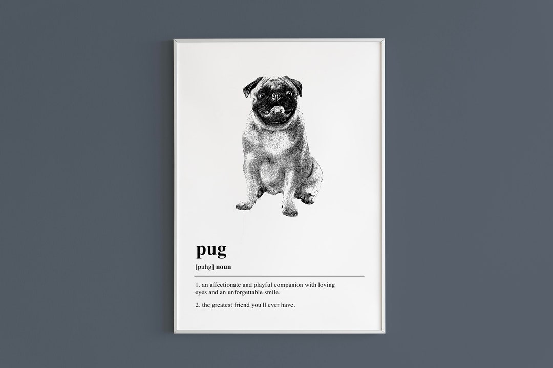 Pug Definition Printable Wall Art | Pug Gift | Dog Lover Gift | Dog Art ...