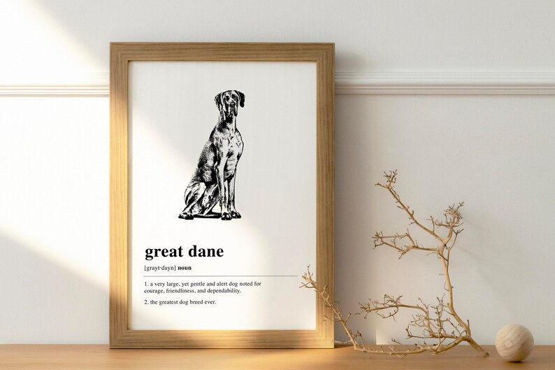 Great Dane Definition Printable Wall Art, Great Dane Gift, Great Dane ...