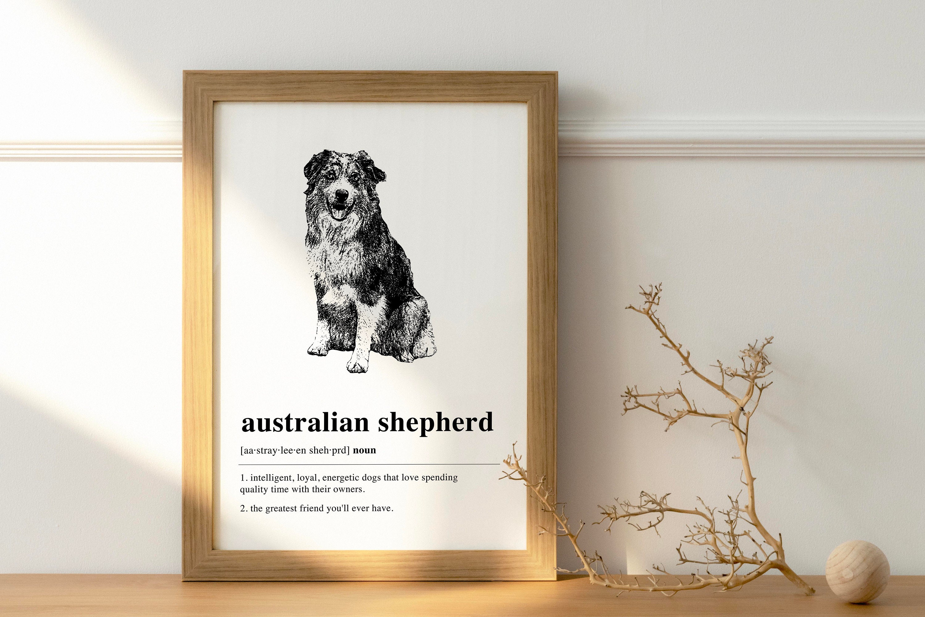 Australian Shepherd Printable Wall Art Dog Lover Gift Dog - Etsy