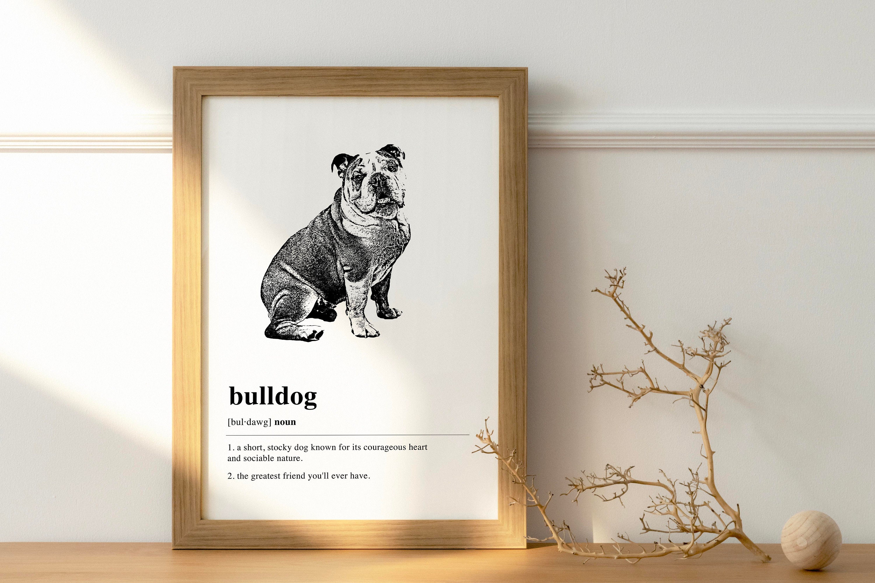 Bulldog Definition Printable Wall Art | Bulldog Gift | Bulldog Print ...