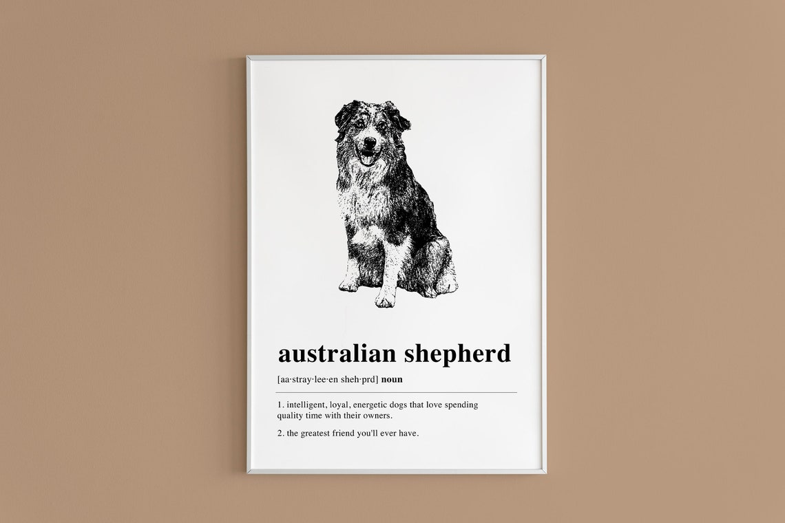 Australian Shepherd Printable Wall Art Dog Lover Gift Dog - Etsy
