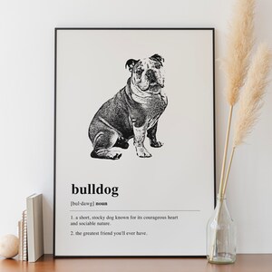 Bulldog Definition Printable Wall Art | Bulldog Gift | Bulldog Print ...
