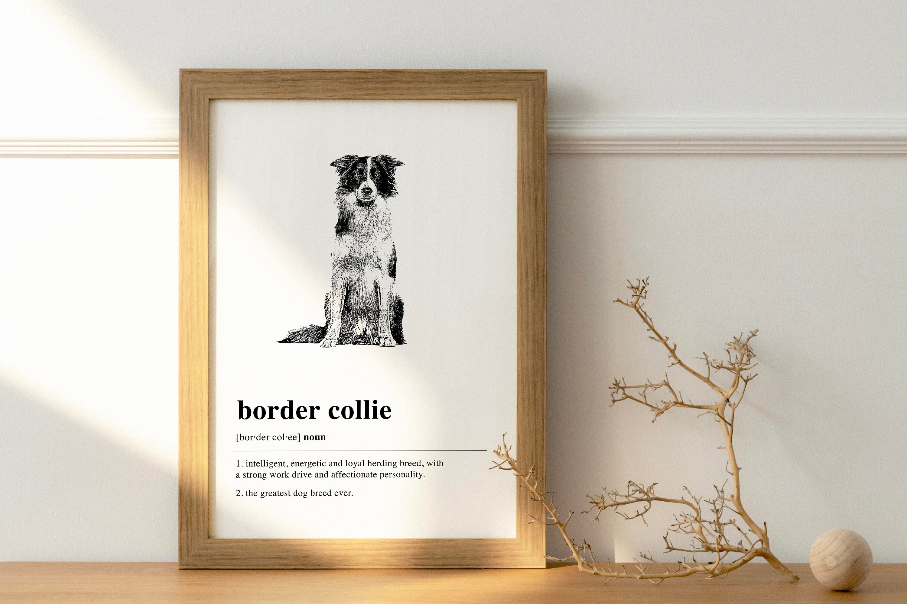 Border Collie Definition Printable Wall Art, Border Collie Gift, Dog ...