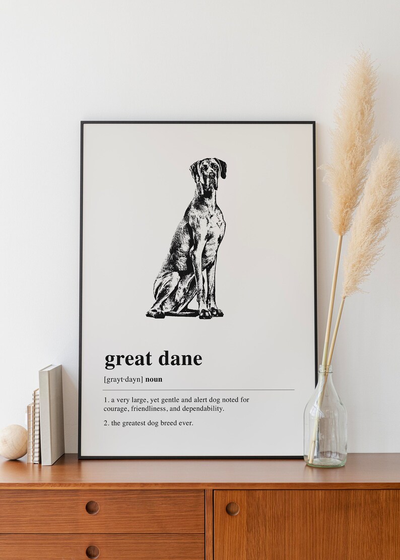 Great Dane Definition Printable Wall Art, Great Dane Gift, Great Dane ...