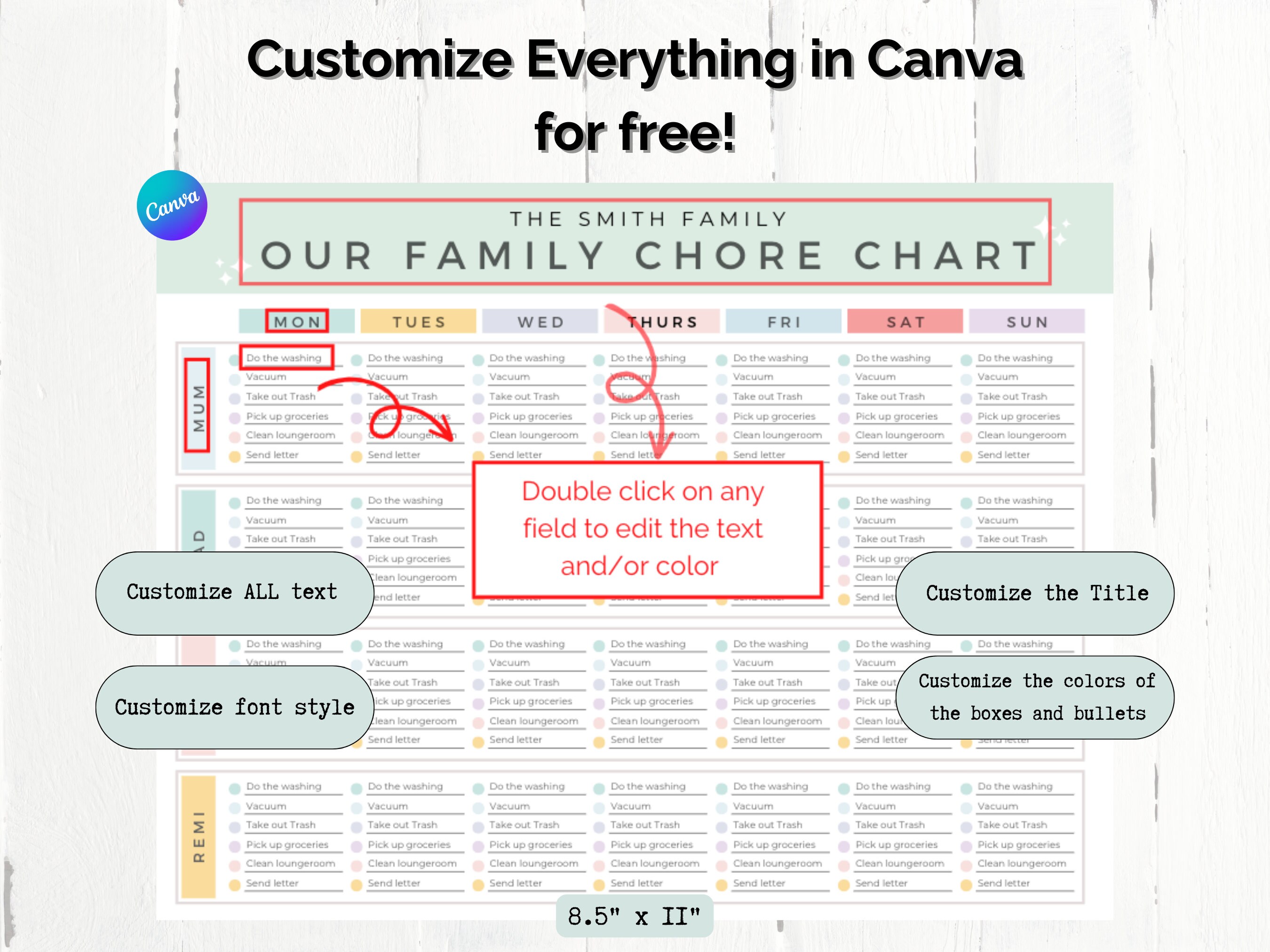 Chore chart printable family chore chart chore chart for - Etsy México