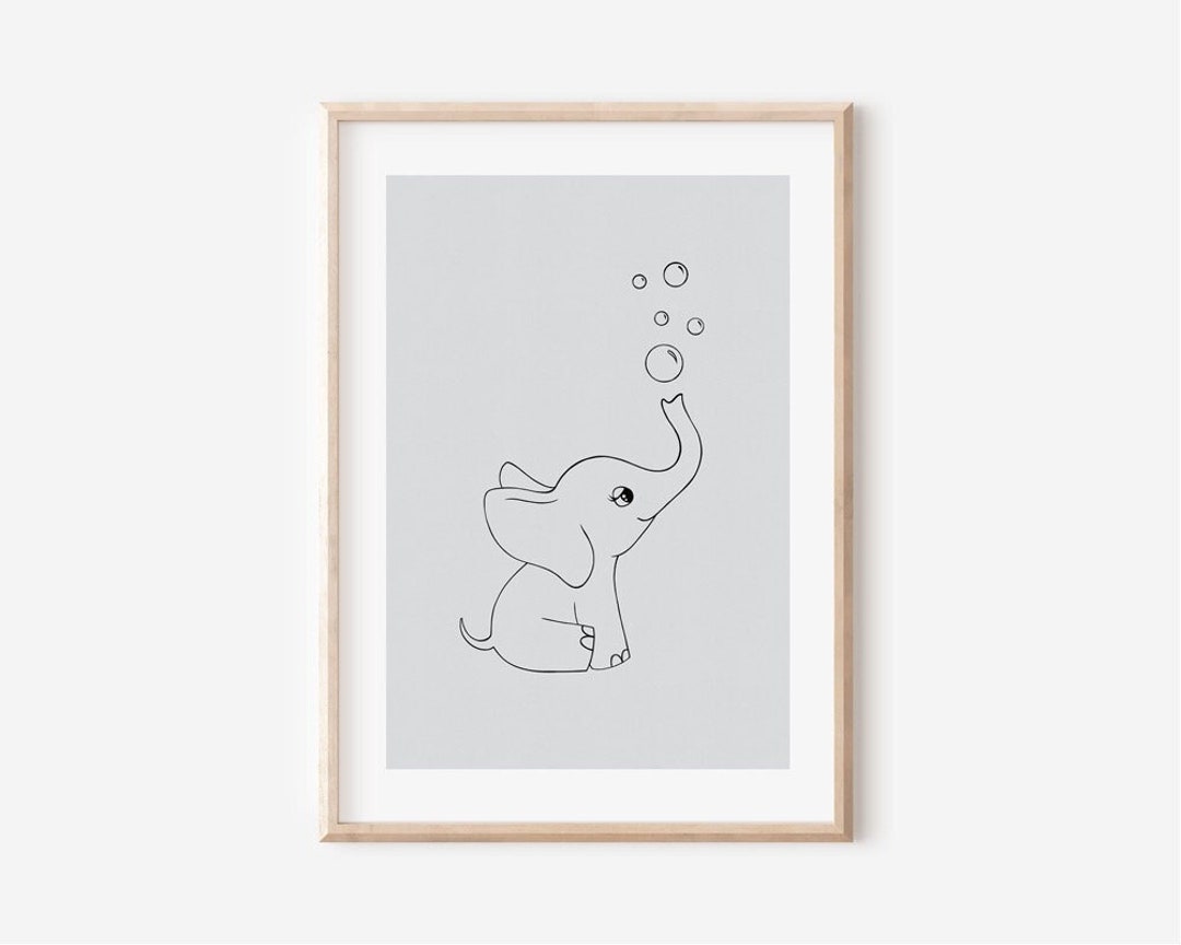 Elephant Bowing Bubbles // INSTANT DOWNLOAD, Kids Illustration Art ...