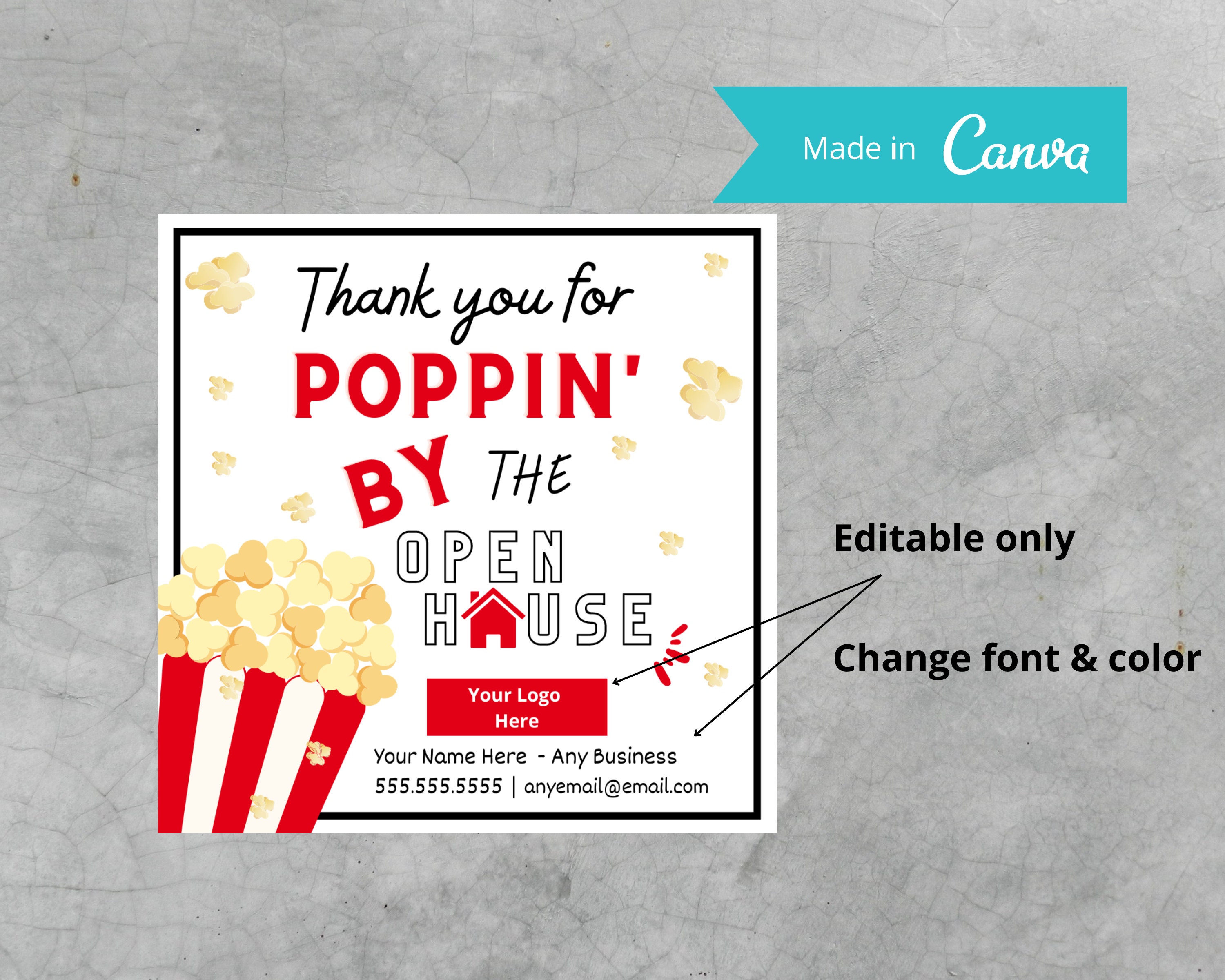 Thank You for Poppin' by the Open House Realtor Gift Tag, Popping by ...