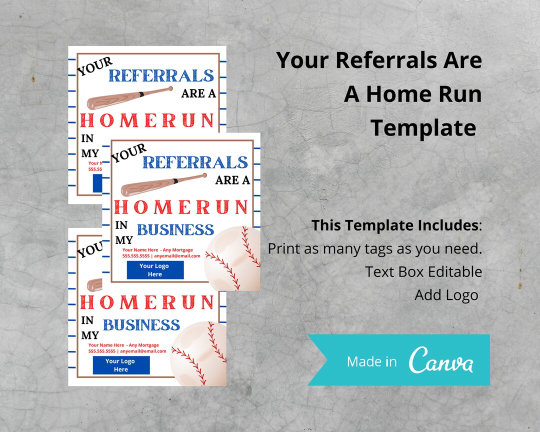 Your Referrals Are a Home Run - Digital Tag - Marketing - Gift Tags ...
