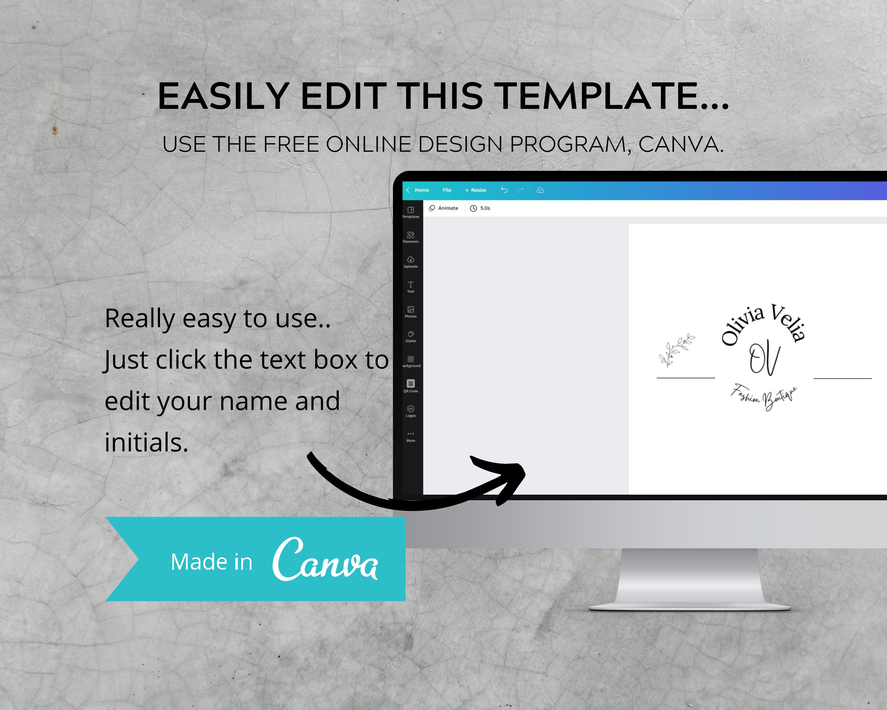 DIY Logo Design, Text Logo, Modern Logo, Signature Logo, Editable Canva ...