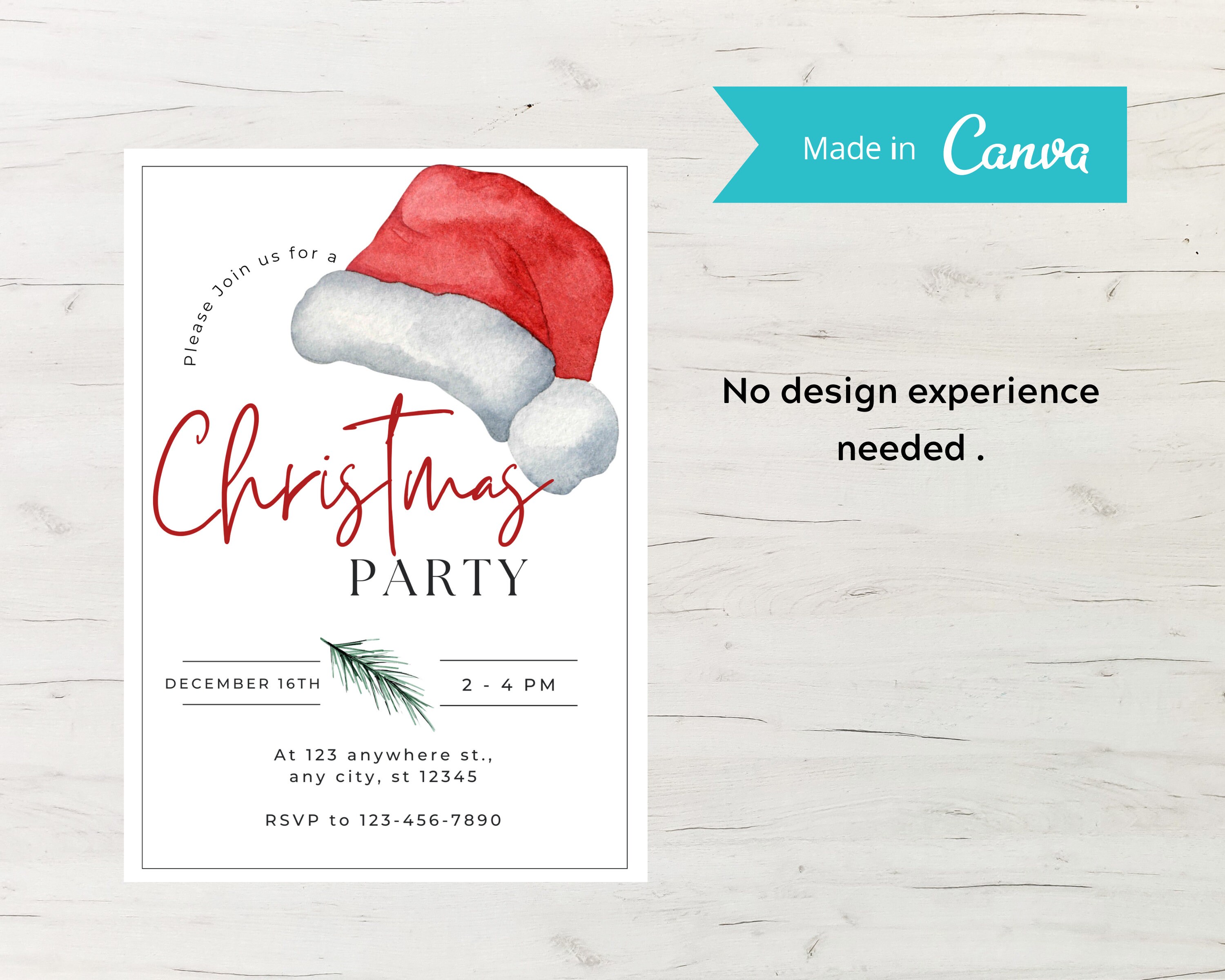 Santa Hat Invitation , Christmas Party Invitation, Christmas ...