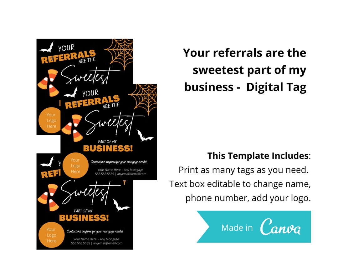 Halloween Gift Tag - Your Referrals Are the Sweetest | Client Pop by ...